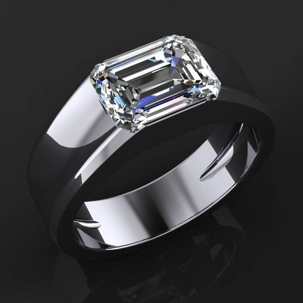 Exquisite 925 Sterling Silver Hand Cut Diamond Ring, Moissanite Ring ...