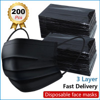 50-200PCS black medical mask disposable 3-layer surgical mask with ...