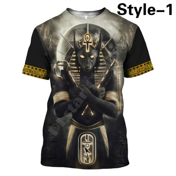 Ancient Horus Egyptian God Eye of Egypt Pharaoh Anubis Face 3D Print T-Shirt Men / Women Unisex ...