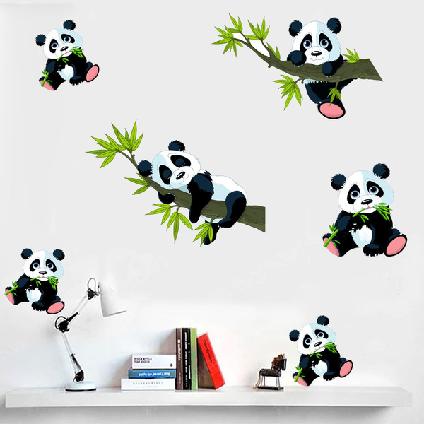 Creative Cartoon Panda Family Wall Stickers Panda Stickers Mural Art ...