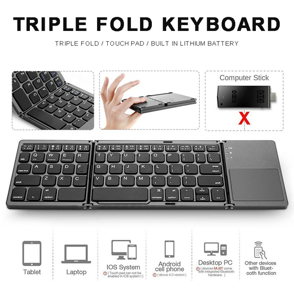 Mini Wireless bluetooth Keyboard Foldable Touchpad for iOS Android ...