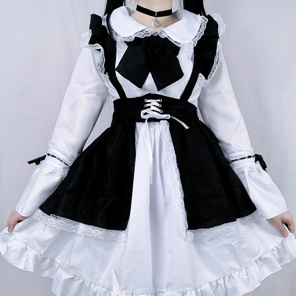 Fashion Women Costumes Waitress Ruffle Lolita Gothic Cosplay Maid Fancy ...