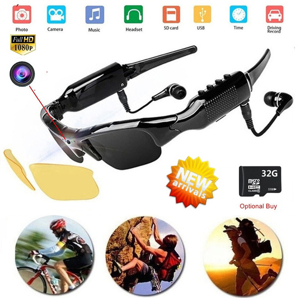 1080P HD Bluetooth Sunglasses Mobile Digital MP3 Glasses Camera Mini DV ...