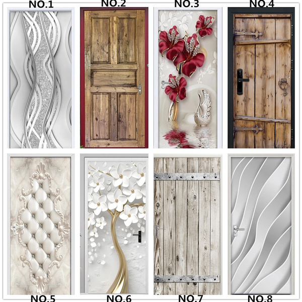 Nordic White Door Sticker For Bedroom Living Room PVC Waterproof ...