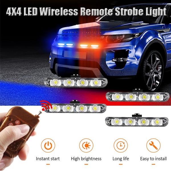 4x4LED Wireless Remote 12V Automobiles Car Strobe Warning Light ...
