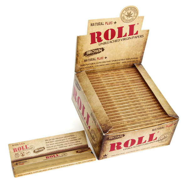 King size slim rolling paper natural orgainc gum unbleached brown ...