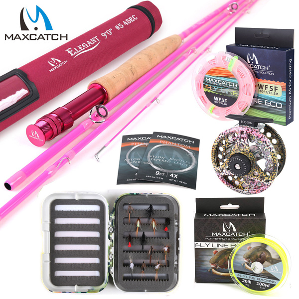 Maxcatch 2/5wt Women's Elegant Pink Fly Fishing Rod Combo, Fly Reel ...