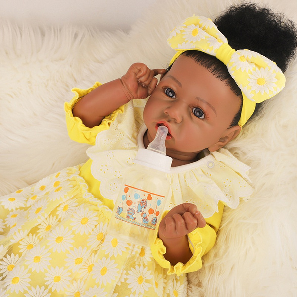 58cm African American Baby Doll Black Girl Full Silicone Body Reborn ...