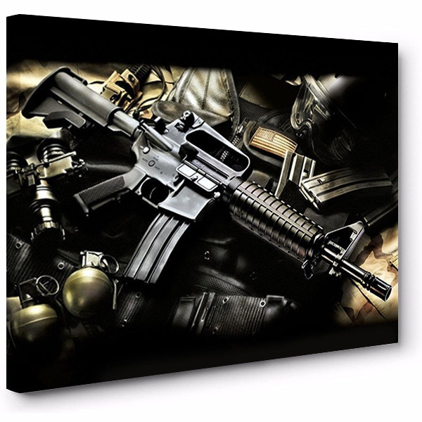 Multi-colored Canvas Print Picture M416 Rifle Hang Wall Art Home Decor ...