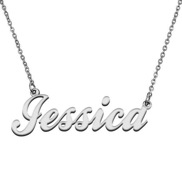 Jessica Name Necklace Cursive Couples Jewellery Gift | Wish