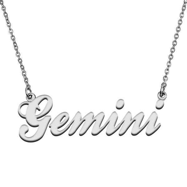 Gemini Name Necklace Cursive Couples Jewellery Gift | Wish