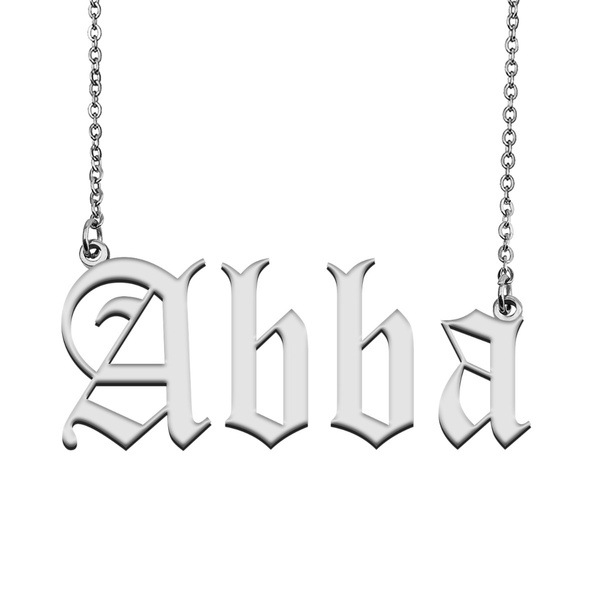Abba Name Necklace Old English Font Initial Letters Jewelry | Wish