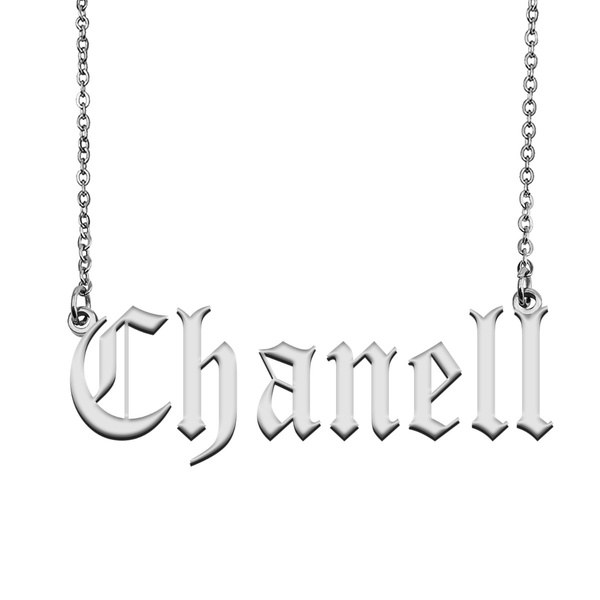 Chanell Name Necklace Old English Font Initial Letters Jewelry | Wish