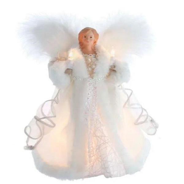 White Angel Lighted Christmas Tree Topper 10 Inch UL2902 | Wish