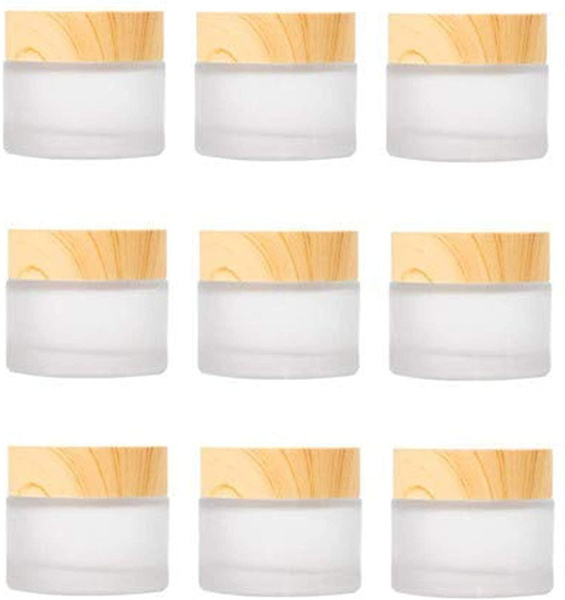 10 Pack 15ml/15g Empty Jars Frosted Glass Cream Jar Bottle with Wood ...