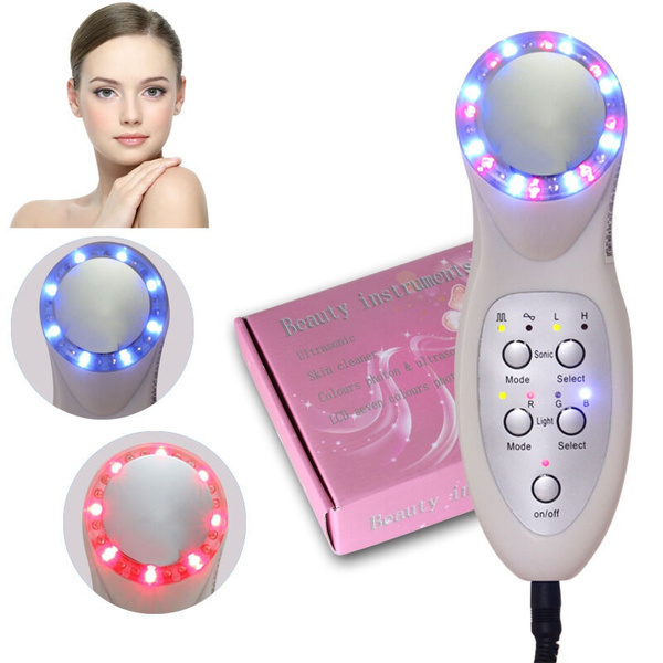 LED Photon Ultrasonic Ultrasound Lifting Skin Care Home Beauty Facial ...