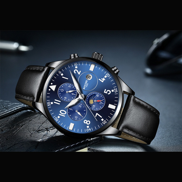 BOYZHE Luxury Brand Casual Fashion Blue Dial Mens Watches ...