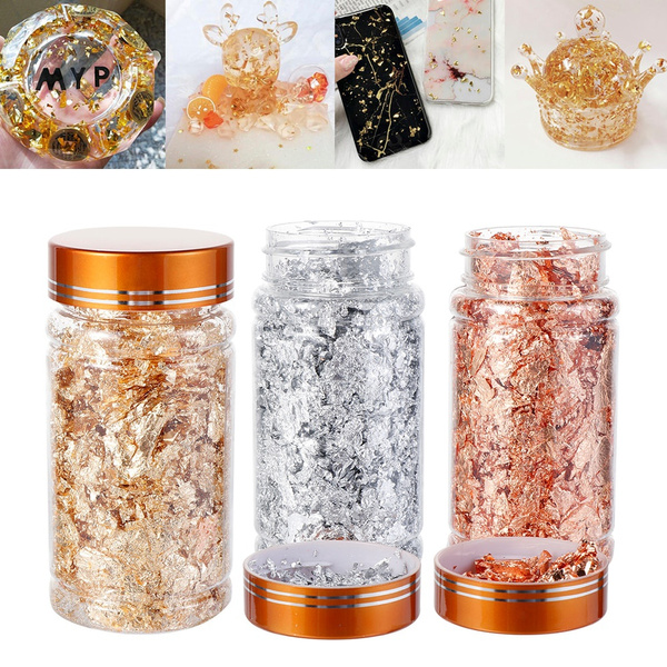 Luxury Shiny Gold Leaf Flake Resin Epoxy Mold Art Decoration Gold Foil ...