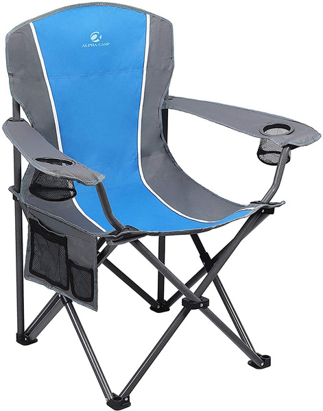 ALPHA CAMP Oversized Camping Folding Chair Heavy Duty Steel Frame ...