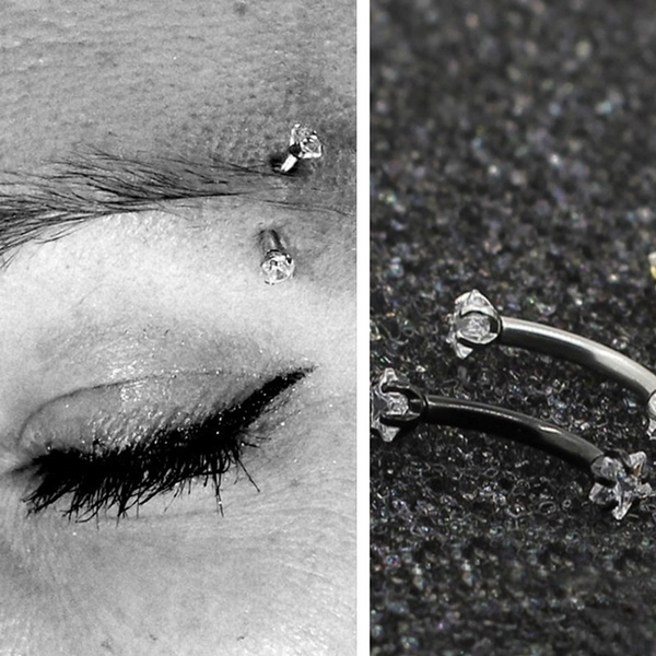1Pc Surgical Steel Eyebrow Nail Banana Ring Piercing Bar Diamond ...