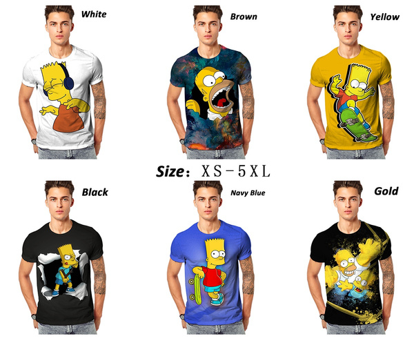 2021Stylish neutral 3D printed Bart Simpson T-shirt | Wish