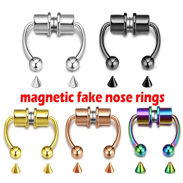 Fake Magnetic Horseshoe Rings 316L Stainless Steel Faux Septum Rings ...