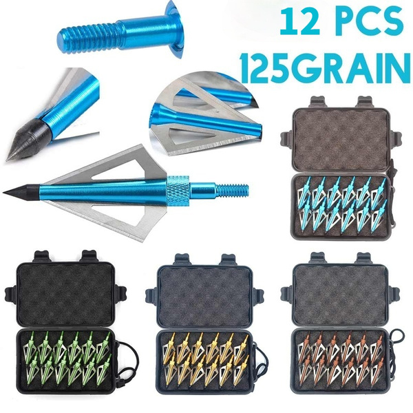 6/12pcs y Hunting Broadheads 125 Grain 3 Fixed Blade Broad Screw Tips ...