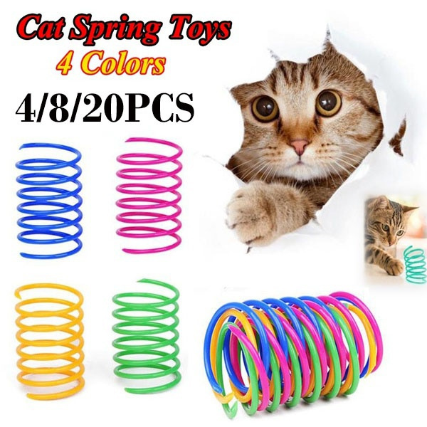 4/8/20Pcs Cute Cat Spring Toys Wide Durable Heavy Gauge Plastic ...