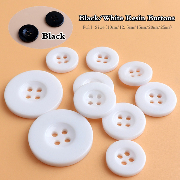 100pcs Black/White plastic Resin buttons Sewing buttons Clothes Buttons ...