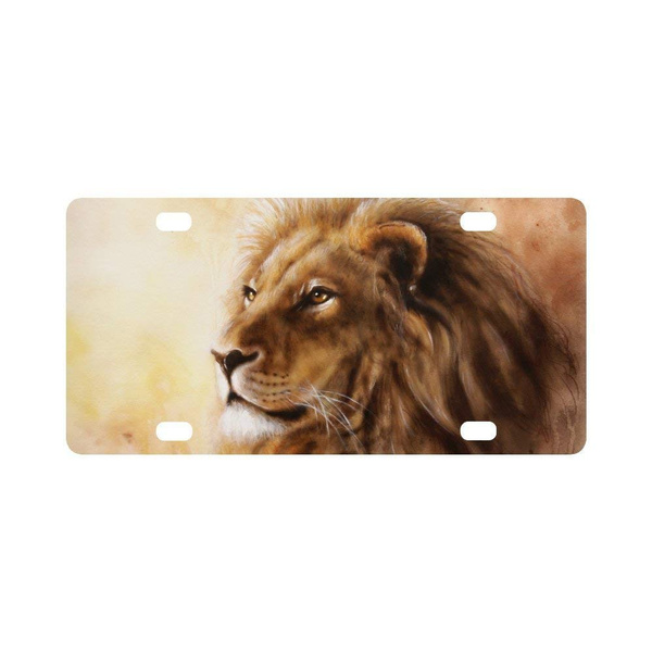 Beautiful Lion Head License Plate, Car Licence Plate Covers Slim Design ...