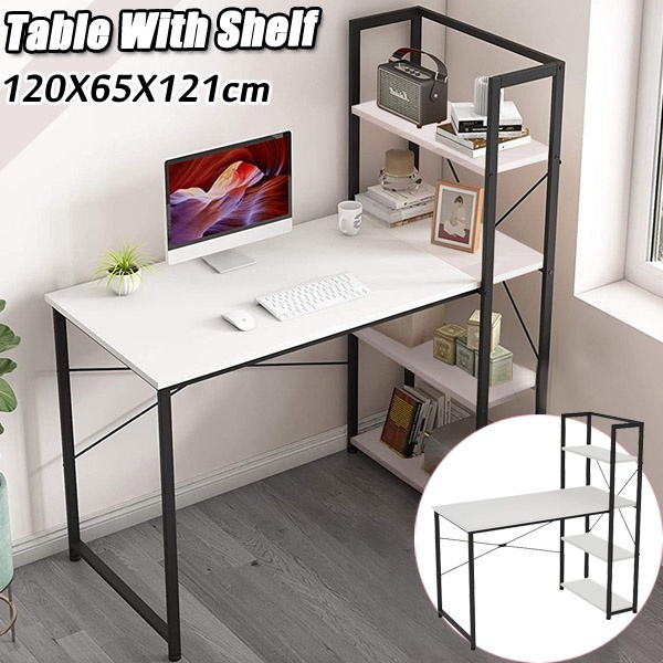 Computer Table With Storage Shelf Study Desk Office Furniture PC Laptop ...