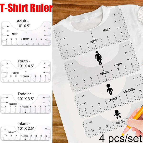 4 Pcs/set DIY T-Shirt Design Ruler to Measure Tee with Size Chart ...