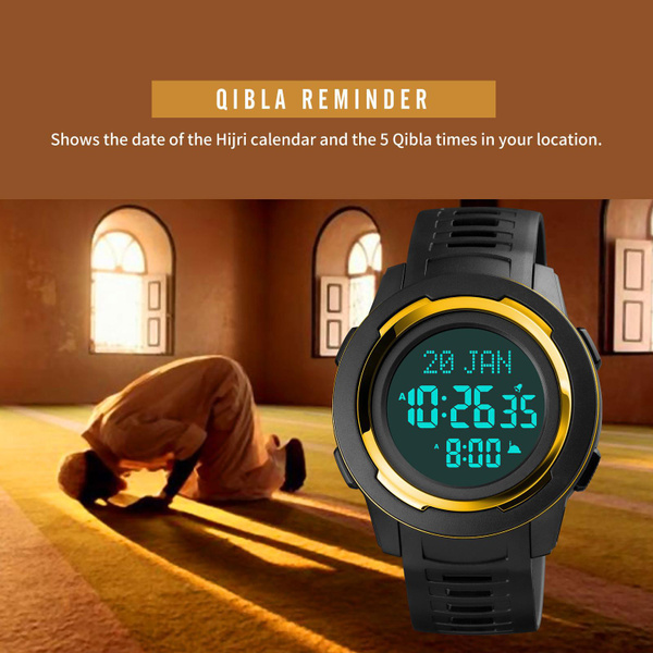 SKMEI Men Watches Digital Movement Muslim Azan Prayer Qibla Wristwatch ...