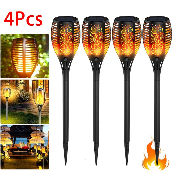 Solar Lights Outdoor LED Solar Torch Lights IP65 Waterproof Solar Flame ...