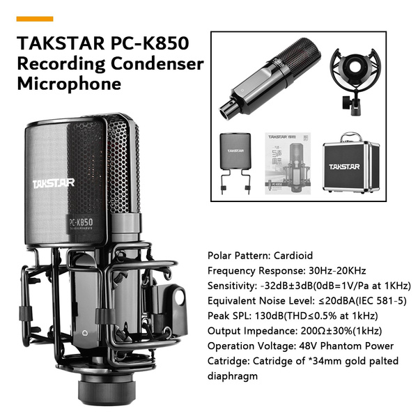TAKSTAR PC-K850 Side-Address Recording Microphone Cardioid Pickup ...