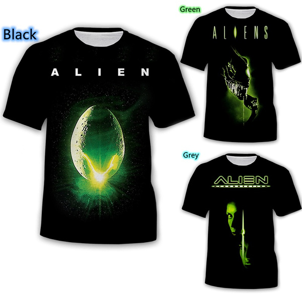Alien 3D printed black T-shirt Summer casual cool T-shirt | Wish