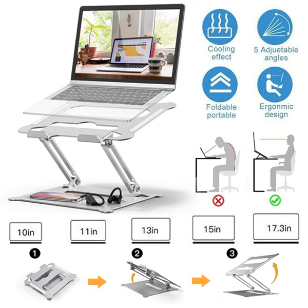 Adjustable Ergonomic Portable Computer Stand Heat-Vent Vertical Laptop ...