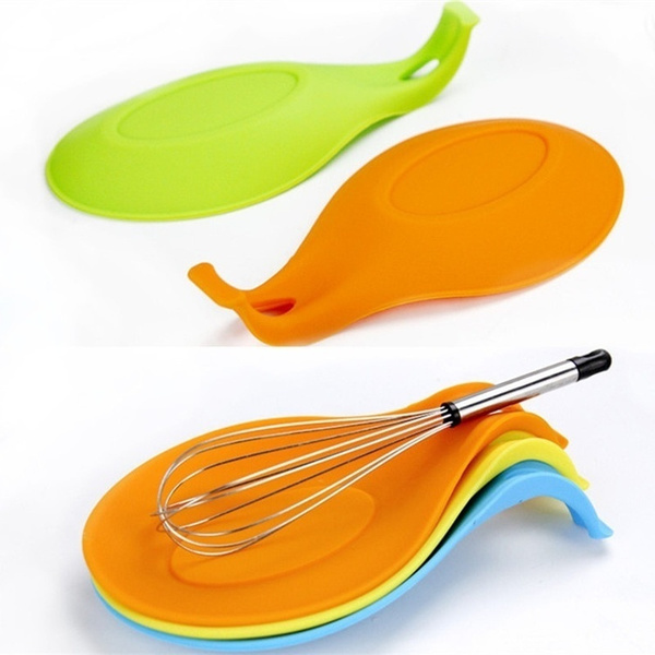 Food Grade Flexible Silicone Heat Resistant Spoon Fork Mat Rest Utensil ...