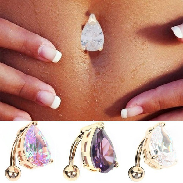Crystal Rhinestone Belly Button Dangle Belly Navel Ring Bar Body Stud Ring Piercings Jewelry ...