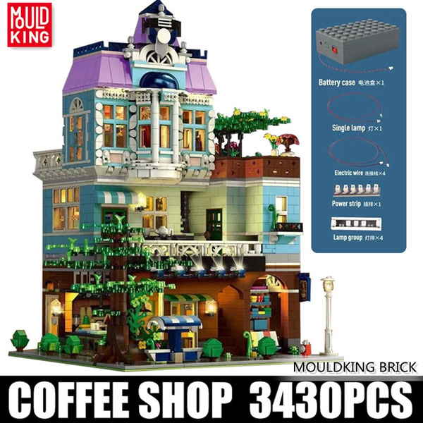 MOULD KING Building Blocks MOC Streetview The Coffee Corner With LED ...