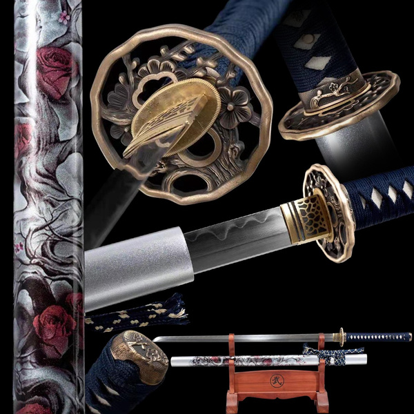 New katana japanese sword handmade forged Folding steel samurai swords accessories cosplay sharp ...