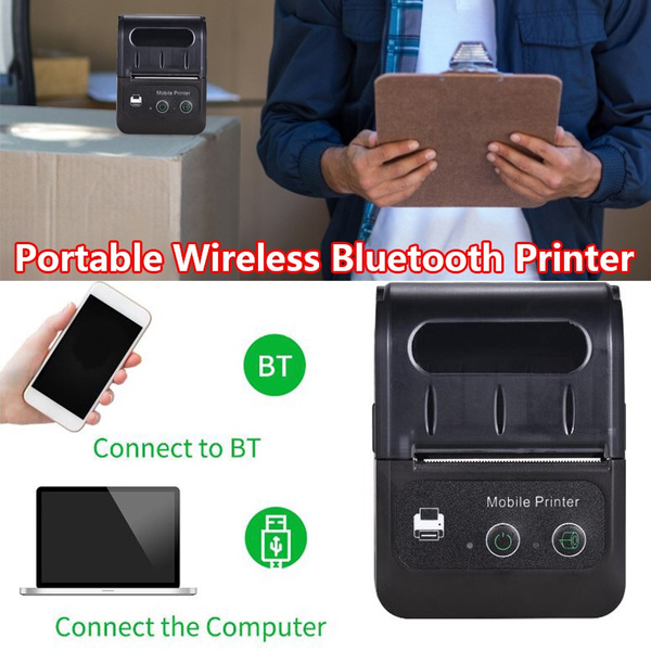Portable Wireless Bluetooth Printer Mini Thermal Receipt Printer USB ...