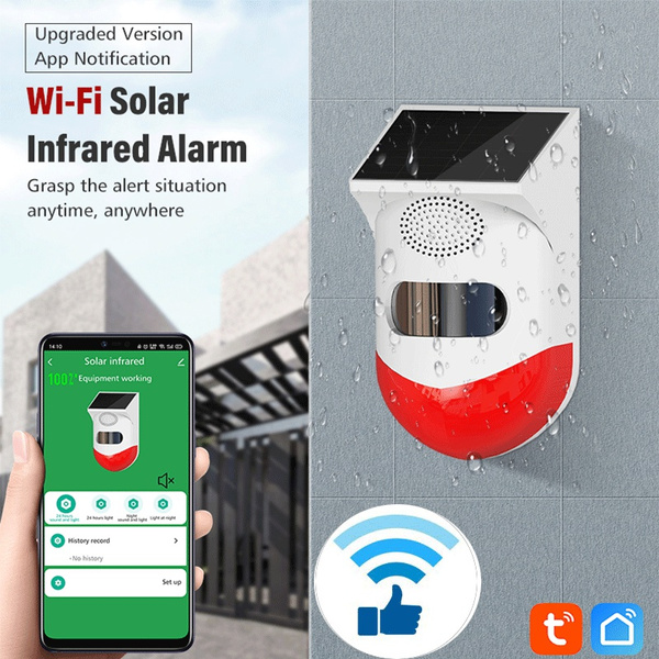 Smart Wi-Fi Outdoor Solar Alarm Wireless Infrared Remote Control Anti ...