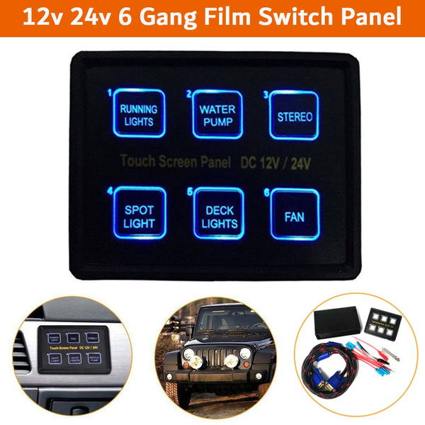 12v 24v 6 Gang Film Switch Panel Full Touch Screen Waterproof IP66 ...