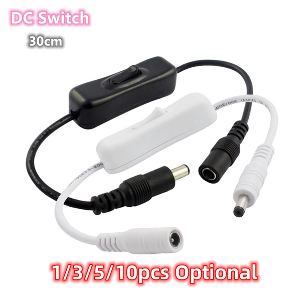 1/3/5/10pcs Optional Light Switch DC 12V Female Male Power Cable 5.5x2 ...