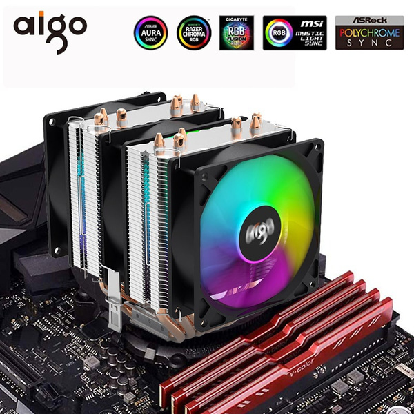 Aigo cpu cooler Dual Tower 6heat-pipes RGB CPU Cooler 4PIN PWM 90mm Fan ...