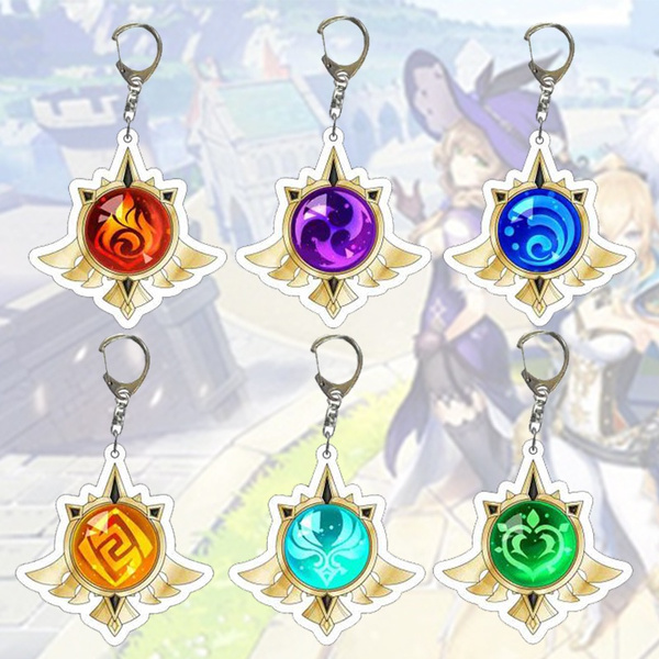 7 styles Game Genshin Impact KeyChain Acrylic Pendants 7 Element ...