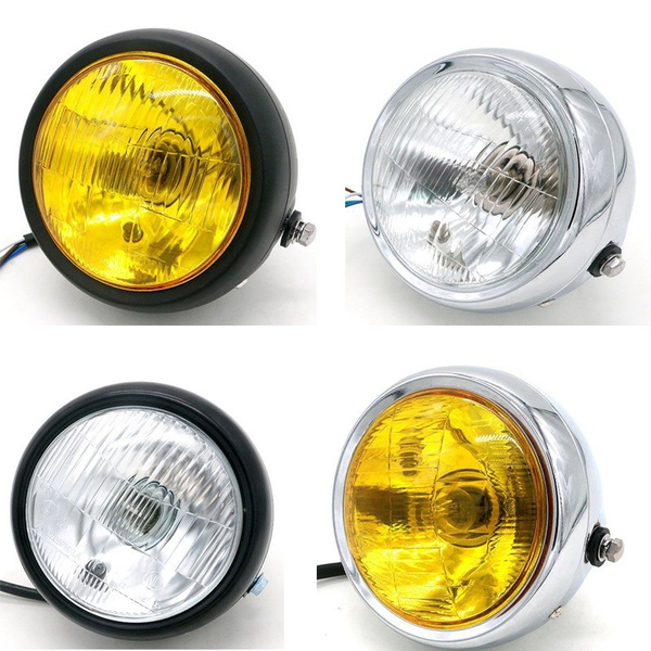DC 12V Motorcycle Refit Headlight Vintage Round Motorcycle Head Light ...
