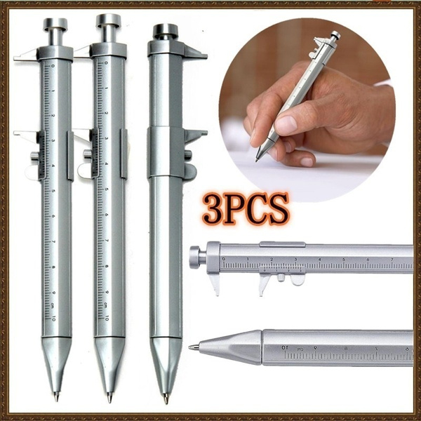 3 Pcs Creative Pen Vernier Caliper Stationery Roller Ball Pen Ruler ...