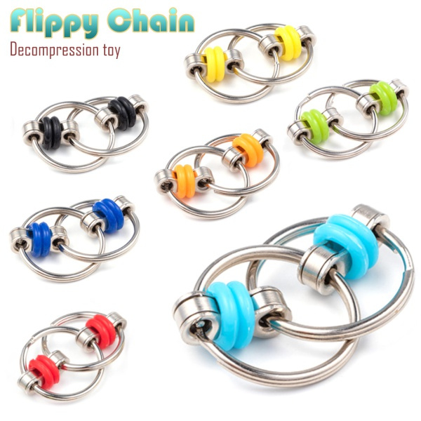 Flippy Chain Fidget Toy - Stress Anxiety Relief Chain Toys - Stainless ...